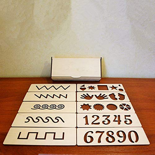 Bodima Educational Wood Handwriting Stencil Set | Easy-to-Use Writing Guide for Kids & Preschoolers | Letters & Number Stencils for More Convenient Handling & Tracing | Reusable Boards (Shapes)