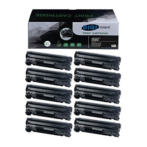 DIGITONER Compatible High Yield Toner Cartridge for HP CF283X Canon CRG137 Toner Cartridge – HP 283X Canon 137 High Yield Toner Cartridge Replacement for HP Laser Printer – Black [10 Pack]