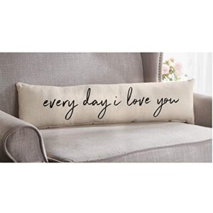 Mud Pie Every Day I Love You Wedding Cotton Accent Lumbar Pillow Decorative Pillow, White, Grey