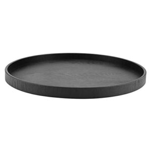 Round Shape Solid Wood Food Meals Serving Tray Tea Coffee Snack Plate Home Kitchen Restaurant Trays 37.5cm(Black)