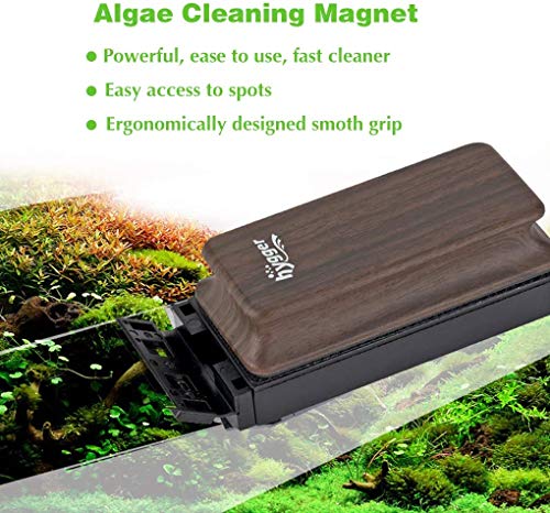 hygger Aquarium Strong Magnetic Cleaner Algae Magnet Cleaning Tool with Scraper Floating Brush for Fish Glass Tank M