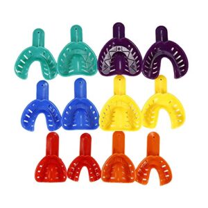 smedent 12pcs dental impression tray plastic 6 sizes autoclavable for adult and children