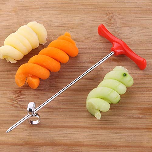 Ashtonn 2pieces Set Fruit & Vegetables Spiral Knife Screw Slicer - Improved Quailty Spiralizer Stainless Steel Wire Potato Carrot Cucumber Salad Vegetti Pasta Portable Manual Cutter Carving Tools