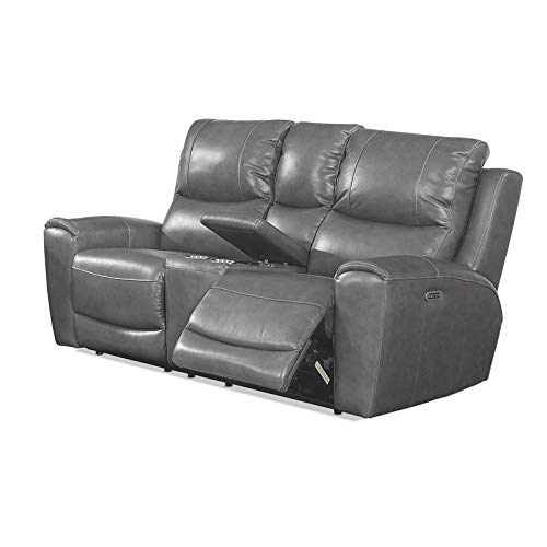 Steve Silver Laurel Gray Leather Power Reclining Console Loveseat