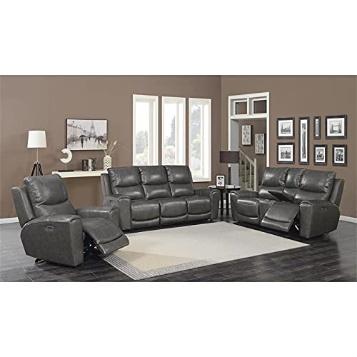 Steve Silver Laurel Gray Leather Power Reclining Console Loveseat