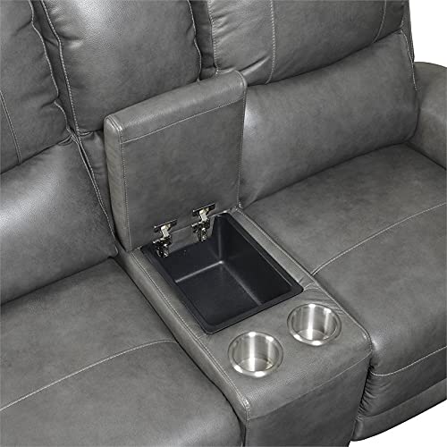 Steve Silver Laurel Gray Leather Power Reclining Console Loveseat