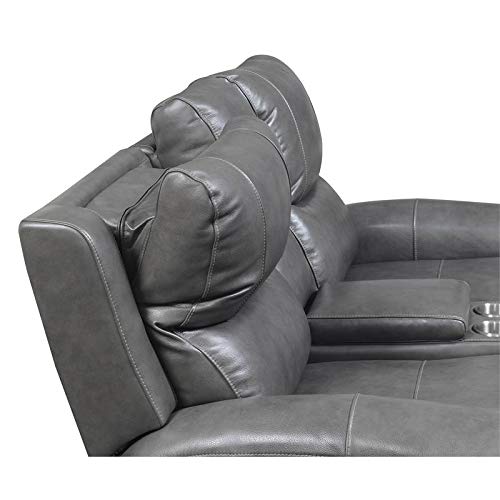 Steve Silver Laurel Gray Leather Power Reclining Console Loveseat