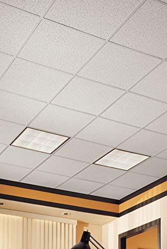 Armstrong Ceiling Tiles; 2x2 Ceiling Tiles - 16 pcs White Ceiling Tiles; Acoustic Ceilings for Suspended Ceiling Grid; CORTEGA 704