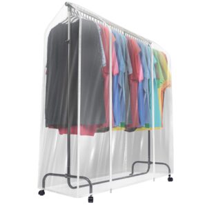 sorbus garment rack cover - 6 ft transparent clothes rail cover, garment coat hanger protector clothing storage for dresses, suits, coats, and more