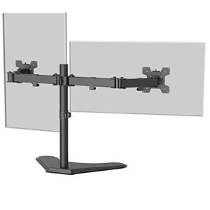 WALI Free Standing Dual LCD Monitor Fully Adjustable Desk Mount Fits Two Screens up to 27 inch, 17.6 lbs. Weight Capacity per Arm (MF002LM), Black