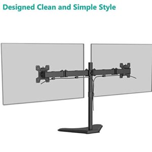 WALI Free Standing Dual LCD Monitor Fully Adjustable Desk Mount Fits Two Screens up to 27 inch, 17.6 lbs. Weight Capacity per Arm (MF002LM), Black