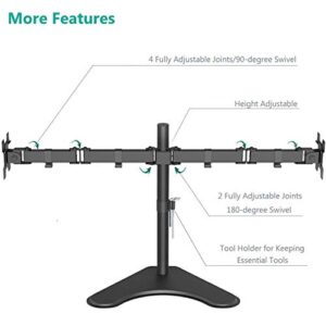 WALI Free Standing Dual LCD Monitor Fully Adjustable Desk Mount Fits Two Screens up to 27 inch, 17.6 lbs. Weight Capacity per Arm (MF002LM), Black