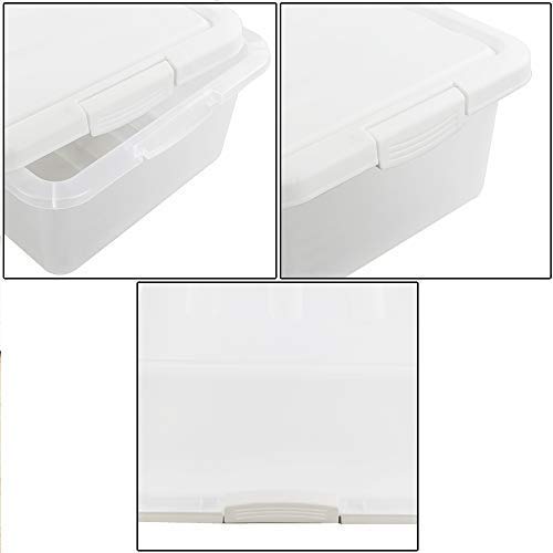 Wekioger Versatile Storage Organizer Plastic Bins with Lids, White 2 Packs, 14 Quart.