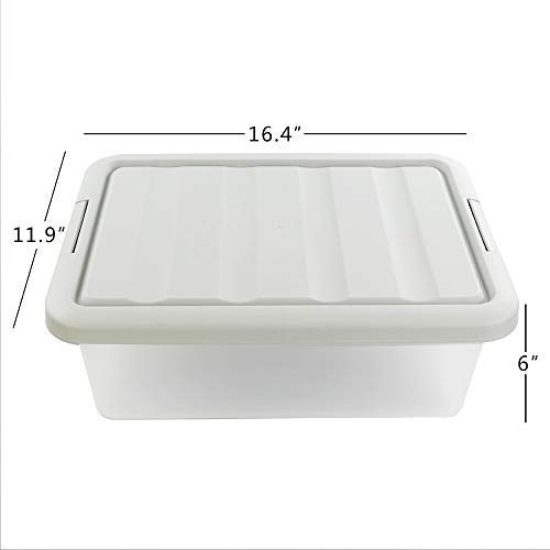 Wekioger Versatile Storage Organizer Plastic Bins with Lids, White 2 Packs, 14 Quart.