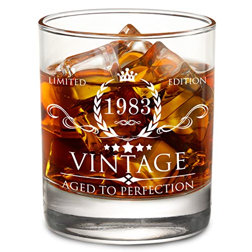 AOZITA 40th Birthday Gifts for Men - 40th Birthday Decorations for Men, Party Supplies - 40th Anniversary Ideas for Him, Dad, Husband, Friends - 11oz Whiskey Glass