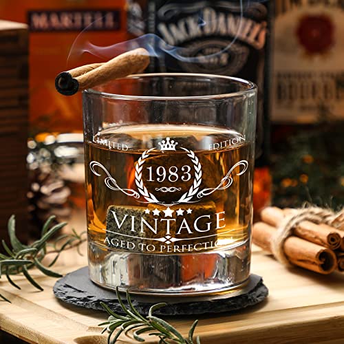 AOZITA 40th Birthday Gifts for Men - 40th Birthday Decorations for Men, Party Supplies - 40th Anniversary Ideas for Him, Dad, Husband, Friends - 11oz Whiskey Glass