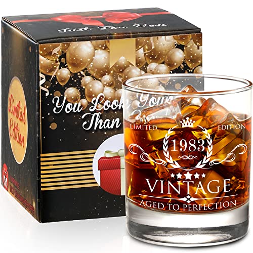 AOZITA 40th Birthday Gifts for Men - 40th Birthday Decorations for Men, Party Supplies - 40th Anniversary Ideas for Him, Dad, Husband, Friends - 11oz Whiskey Glass