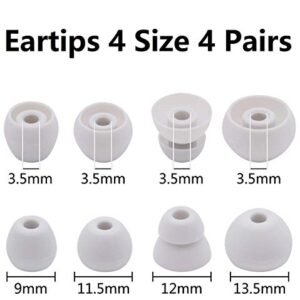 Zotech Replacement Earpads Eartips Earbuds Ear Hooks for Urbeats BeatsX Beats Tour. Soft Wing Tips 2 Size 2 Pairs & Ear Tips 4 Size 4 Pairs (White)