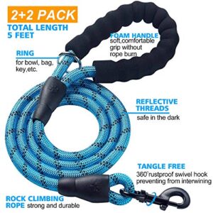 ladoogo 2 Pack 5 FT Heavy Duty Dog Leash with Comfortable Padded Handle Reflective Dog leashes for Medium Large Dogs