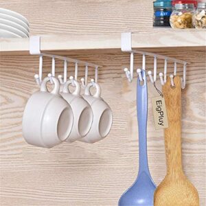 eigpluy 2pcs mug hooks under cabinet cups wine glasses storage hook multifunction nail free coffee cups holder kitchen utensil holder ties belts scarf hanging hooks rack holder,white