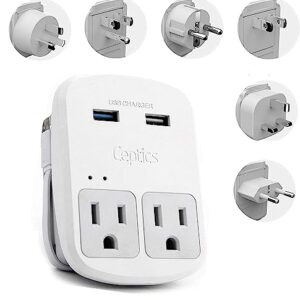 Ceptics Safest Travel Adapter Kit, Dual USB for iPhone, Chargers, Cell Phones, Laptop Perfect for Travelers - 3.6A with Qc. 3.0 Charge Faster