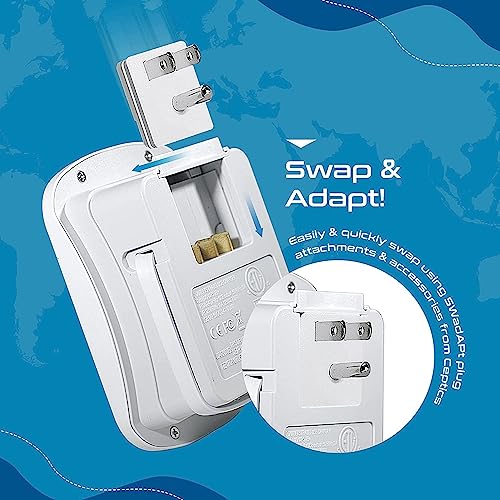 Ceptics Safest Travel Adapter Kit, Dual USB for iPhone, Chargers, Cell Phones, Laptop Perfect for Travelers - 3.6A with Qc. 3.0 Charge Faster