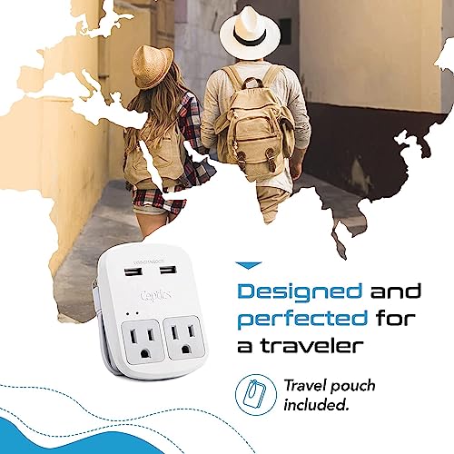 Ceptics Safest Travel Adapter Kit, Dual USB for iPhone, Chargers, Cell Phones, Laptop Perfect for Travelers - 3.6A with Qc. 3.0 Charge Faster