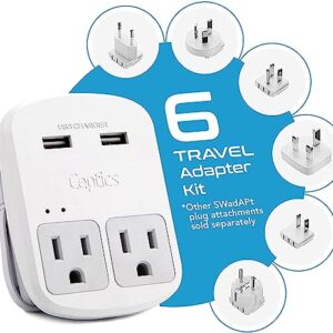 Ceptics Safest Travel Adapter Kit, Dual USB for iPhone, Chargers, Cell Phones, Laptop Perfect for Travelers - 3.6A with Qc. 3.0 Charge Faster