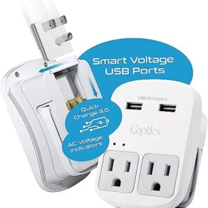 Ceptics Safest Travel Adapter Kit, Dual USB for iPhone, Chargers, Cell Phones, Laptop Perfect for Travelers - 3.6A with Qc. 3.0 Charge Faster