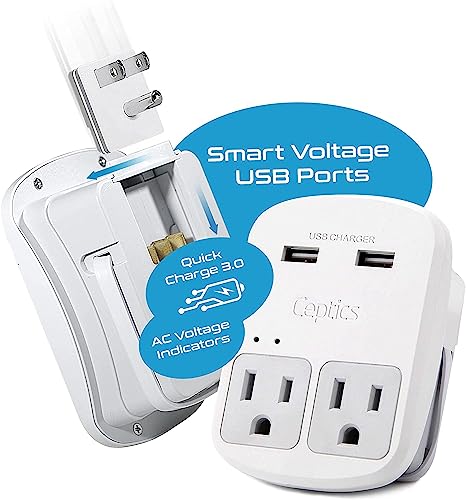 Ceptics Safest Travel Adapter Kit, Dual USB for iPhone, Chargers, Cell Phones, Laptop Perfect for Travelers - 3.6A with Qc. 3.0 Charge Faster