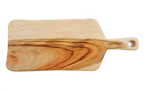 BOUMBI Fragrant Camphor Laurel Wood Cutting Board with Handle(15.7x6.3x0.55 inches paddle)