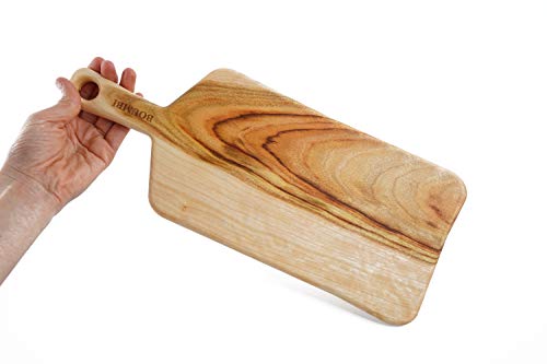 BOUMBI Fragrant Camphor Laurel Wood Cutting Board with Handle(15.7x6.3x0.55 inches paddle)