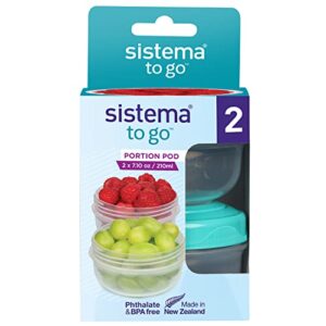 Sistema 21487, Polypropylene, Assorted 210ml Portion Pod to Go 2 Pack, 2 x 210 ml