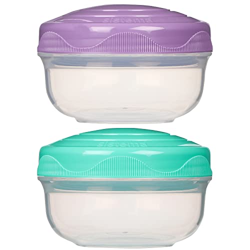 Sistema 21487, Polypropylene, Assorted 210ml Portion Pod to Go 2 Pack, 2 x 210 ml