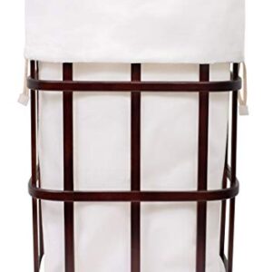 BirdRock Home Modern Square Laundry Hamper and Removable Laundry Bag - Dark Brown Bamboo - Easily Transport Laundry - Baby Dirty Clothes Bin Sorter Basket - Laundry Bag with Draw String