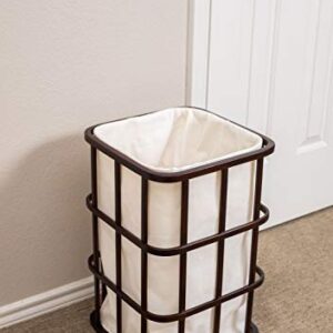 BirdRock Home Modern Square Laundry Hamper and Removable Laundry Bag - Dark Brown Bamboo - Easily Transport Laundry - Baby Dirty Clothes Bin Sorter Basket - Laundry Bag with Draw String