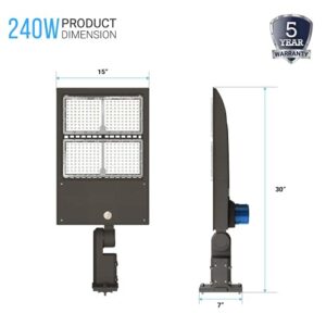 LEDMyplace 240W LED Pole Light with Photocell 3000K Universal Mount Bronze AC120-277V Dusk to Dawn - Parking Lot Lights