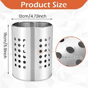 EORTA Stainless Steel Kitchen Utensil Holder Flatware Cylinder Silverware Draining Organizer Drying Rack with Round Drain Holes for Forks, Knives, Spoons, Chopsticks, Small