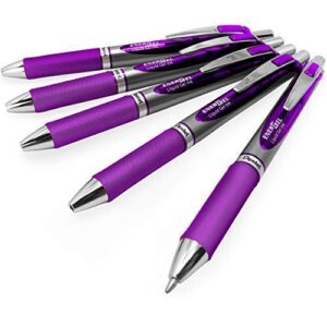 energel bl80 retractable liquid gel ink rollerball pen - 1.0mm - violet - pack of 5