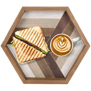 mygift 12-inch rustic geometric chevron design wood serving tray