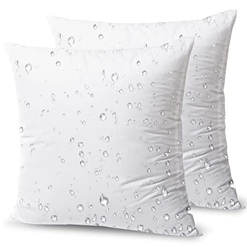 Phantoscope Premium Outdoor Pillow Inserts - Pack of 2 Square Form Water Resistant Polyester Throw Pillows, Made in USA Couch Sham Cushion Stuffer, 18 X 18 inches