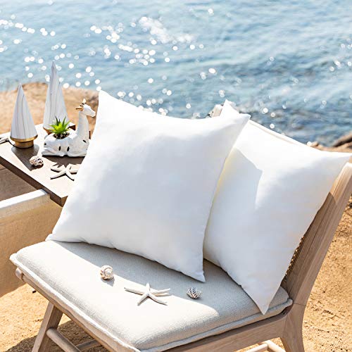 Phantoscope Premium Outdoor Pillow Inserts - Pack of 2 Square Form Water Resistant Polyester Throw Pillows, Made in USA Couch Sham Cushion Stuffer, 18 X 18 inches