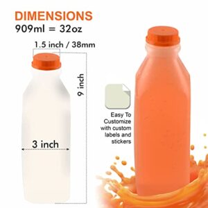 [20 PACK] Empty Plastic Juice Bottles with Tamper Evident Caps 32 OZ - Smoothie Bottles - Ideal for Juices, Milk, Smoothies, Picnic's and even Meal Prep by EcoQuality Juice Containers