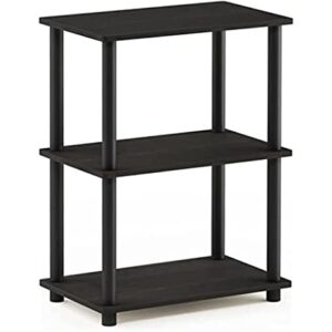 Furinno Turn-N-Tube No Tool 3-Tier Storage Shelf, Narrow, French Oak Grey/Black