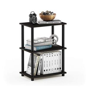 Furinno Turn-N-Tube No Tool 3-Tier Storage Shelf, Narrow, French Oak Grey/Black