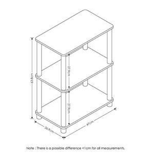 Furinno Turn-N-Tube No Tool 3-Tier Storage Shelf, Narrow, French Oak Grey/Black