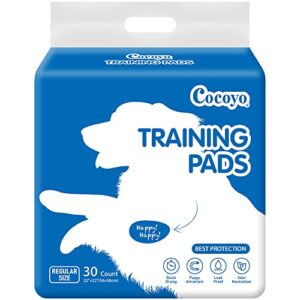 cocoyo best value training pads 30 count | dog pee pads | super absorbent puppy pads