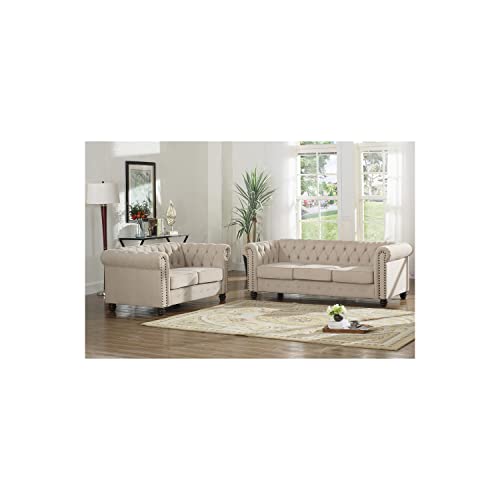 Best Master Furniture Venice Upholstered Loveseat, Beige