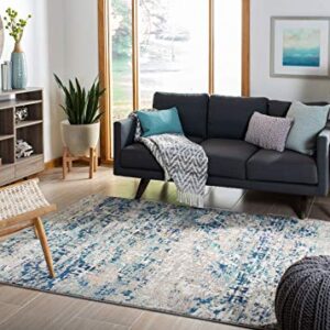 SAFAVIEH Madison Collection Area Rug - 9' x 12', Grey & Blue, Modern Abstract Design, Non-Shedding & Easy Care, Ideal for High Traffic Areas in Living Room, Bedroom (MAD460K)