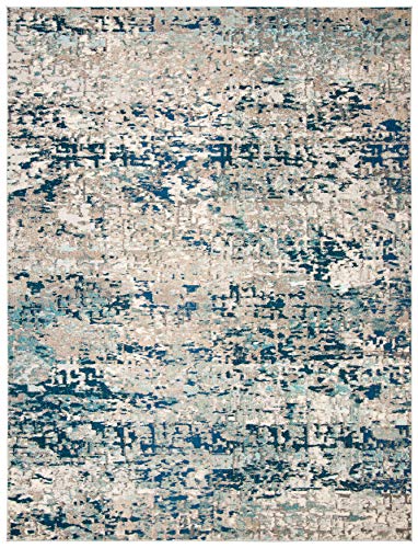 SAFAVIEH Madison Collection Area Rug - 9' x 12', Grey & Blue, Modern Abstract Design, Non-Shedding & Easy Care, Ideal for High Traffic Areas in Living Room, Bedroom (MAD460K)